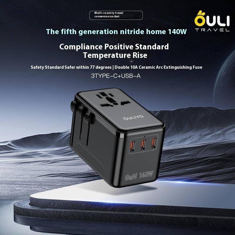 Socket Conversion Head Multi-Function Converter Gallium Nitride 140W Travel Socket One to Multi ...