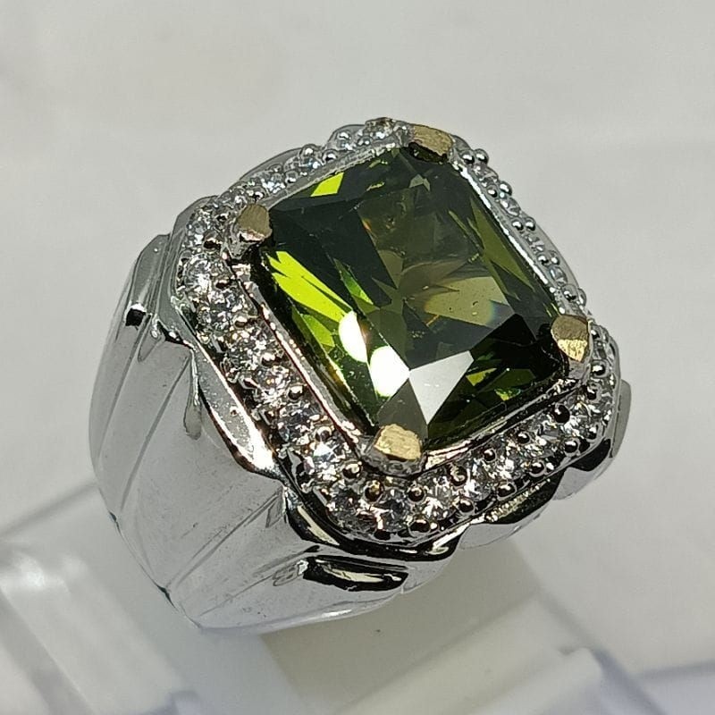 Green PERIDOT CUTTING OCTAGON BOX GEMS STONE RING | Shopee Philippines