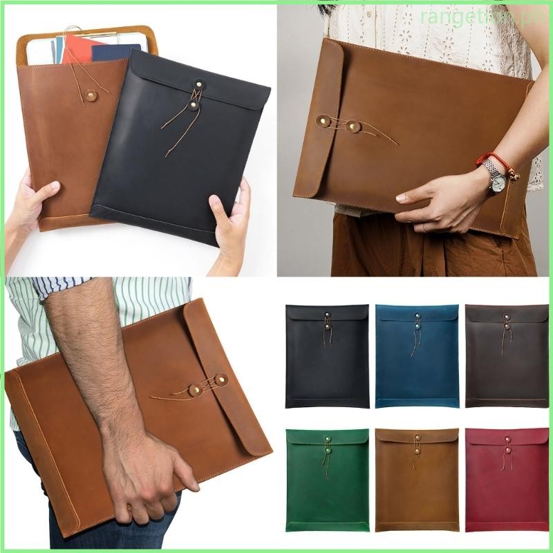RAN Leather File Folder with String Closure Leather Envelope Document ...