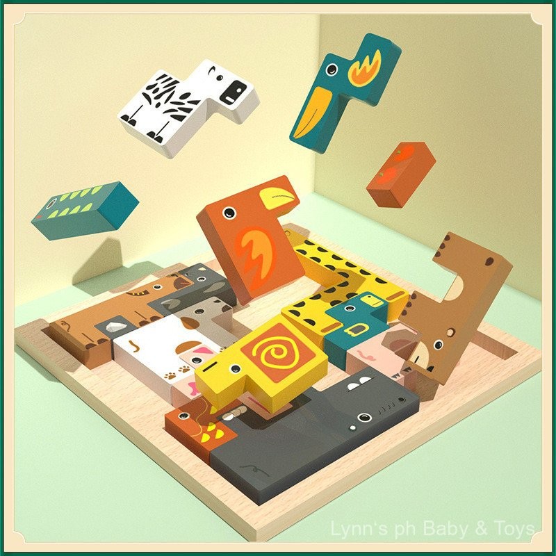 Puzzle Board Building Blocks Wooden Puzzle Creative Three-Dimensional ...