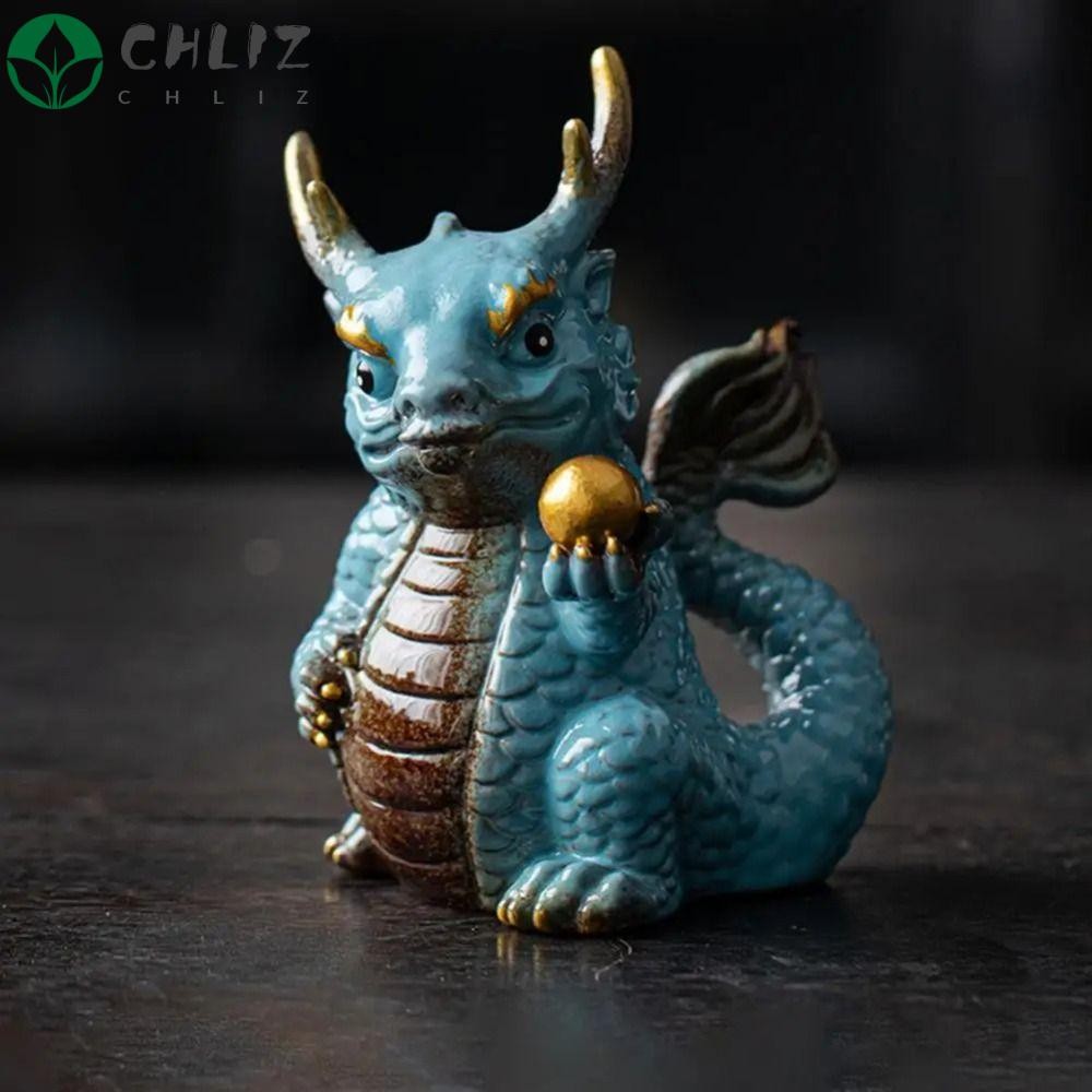 CHLIZ Chinese Dragon Ornament, Ceramics 2024 Dragon Mascot Figurine ...