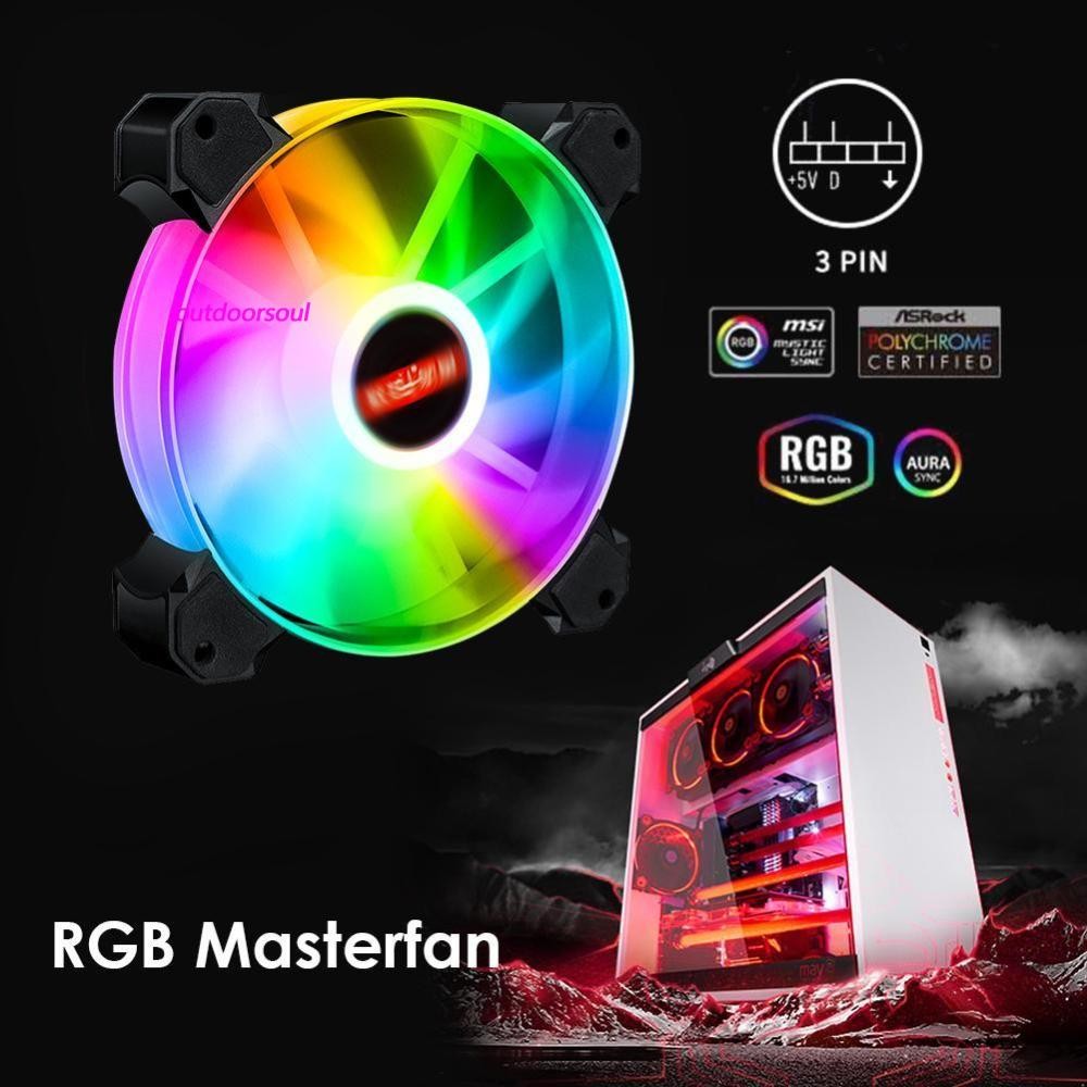RGB Case Fan 120mm Silent Quiet PC Case Cooling Fan with 2 Hydraulic ...