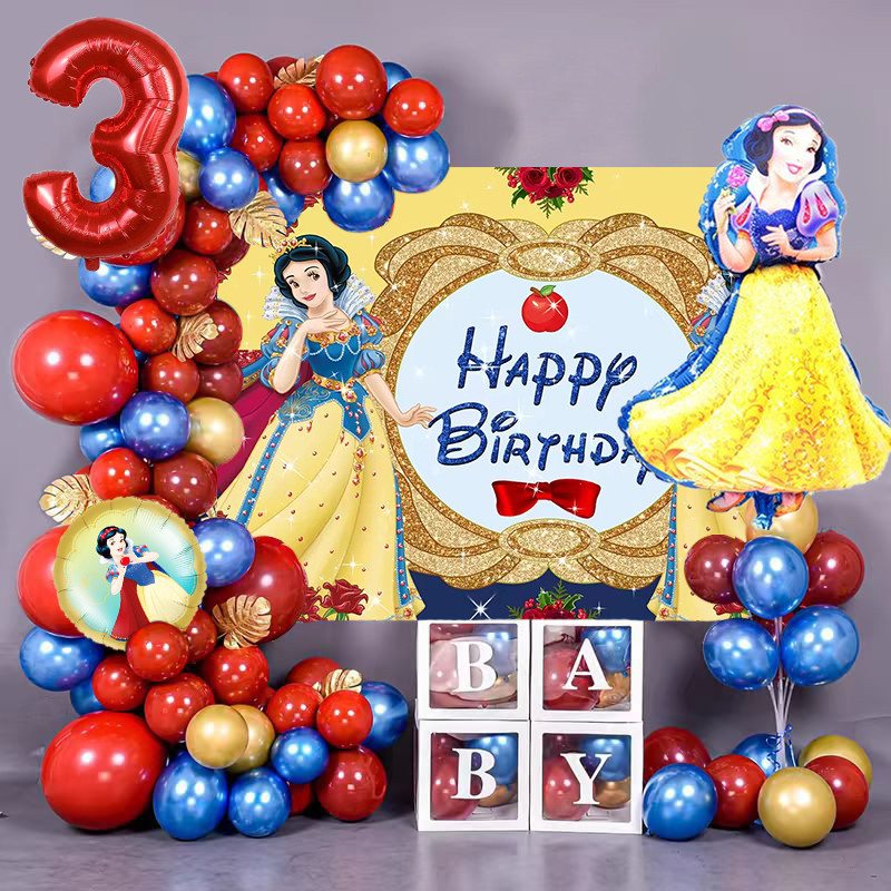 83pcs Disney Princess Snow White Balloon Arch Garland Kit with Snow ...