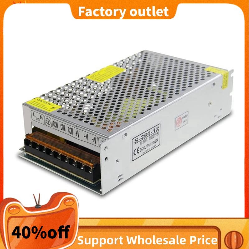 In DC 12V Power Supply Transformer Switch AC 110V / 220V to DC 12V 20Amp Switching Adapter ...