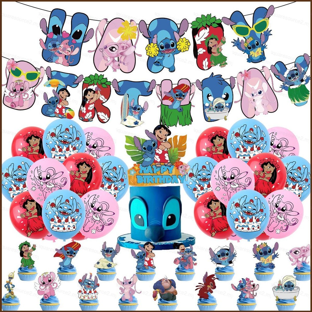 SQ2 Lilo Stitch Theme kids birthday party decorations banner cake ...