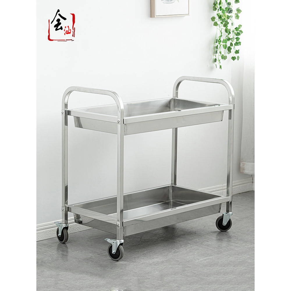 Thickened Stainless Steel Dining Cart Bowl Collection Cart Stall Push ...