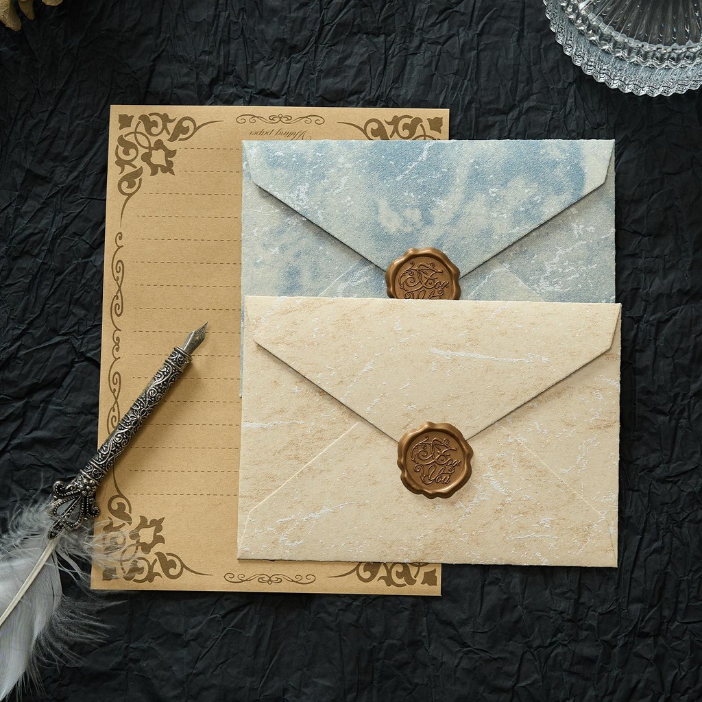 Cdaily|Gilt Envelope Letter Paper Set Channel Style Embossed Texture ...