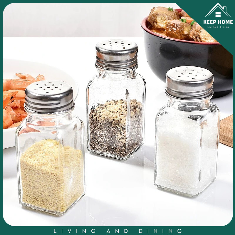 Keep Home Glass Spice Bottles Kitchen Condiment Holders Salt Sugar ...
