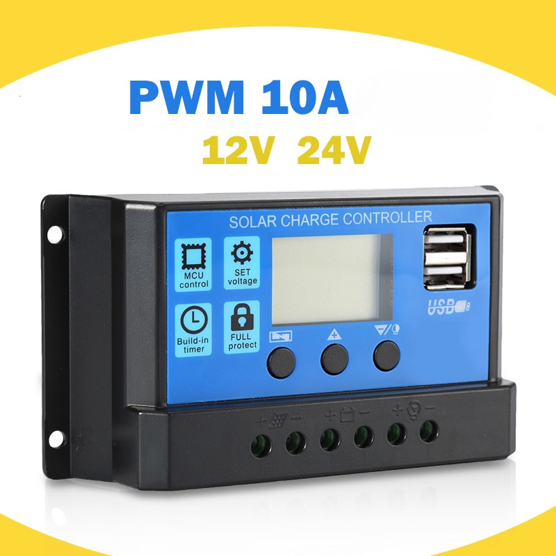 10A PWM 12V/24V Solar Panel Regulator Charge Controller solar battery charger LCD Display USB ...