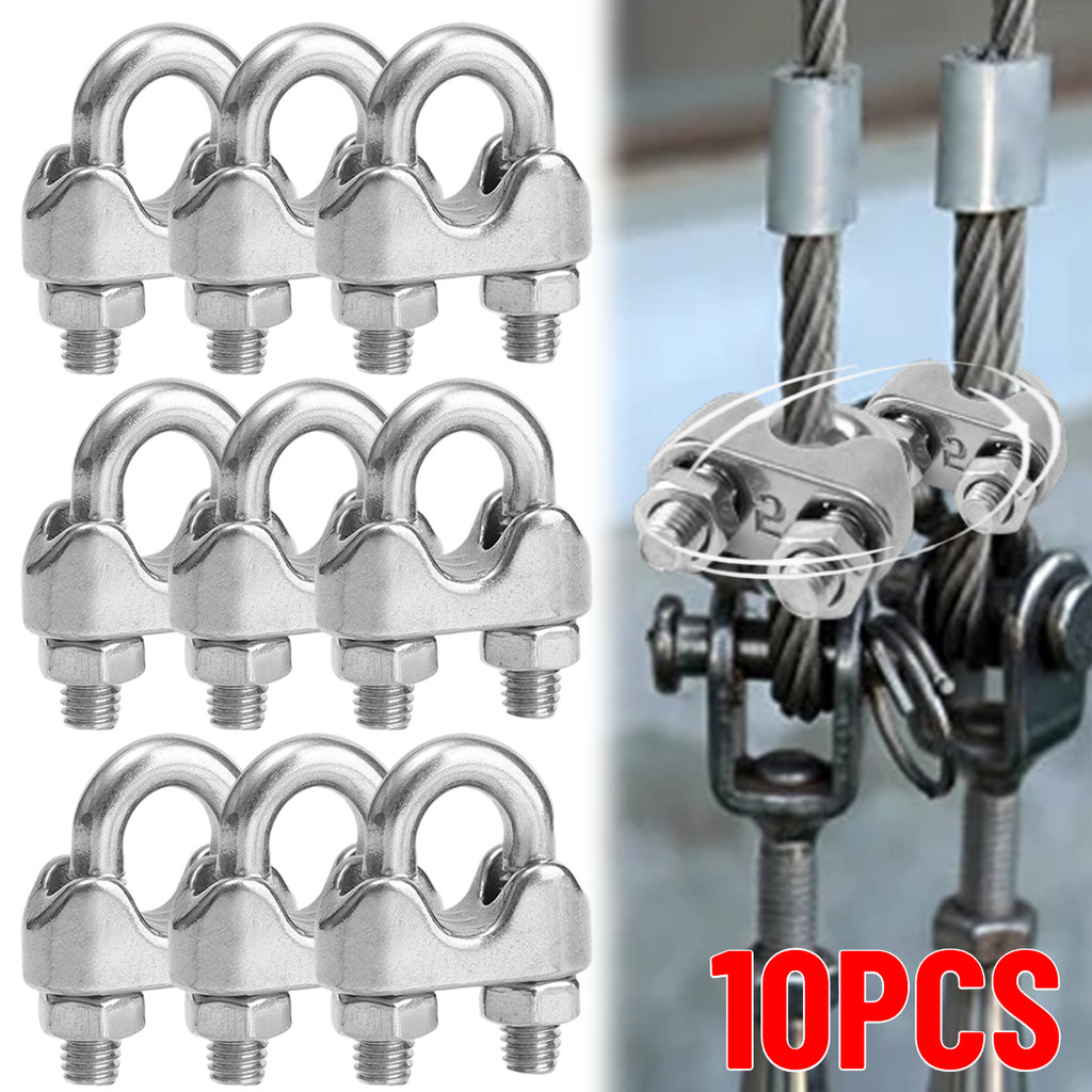 Rustproof 304 Stainless Steel Wire Rope Fixing Clamp Kit - Heavy Duty U ...
