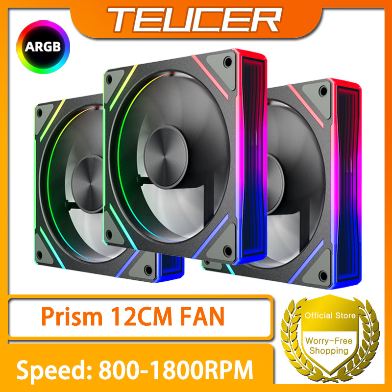 TEUCER Prism ARGB PC Fan 12cm Computer Case Fan Kit Water Cooler 4pin PWM 5V 3PIN Cooling Fans ...