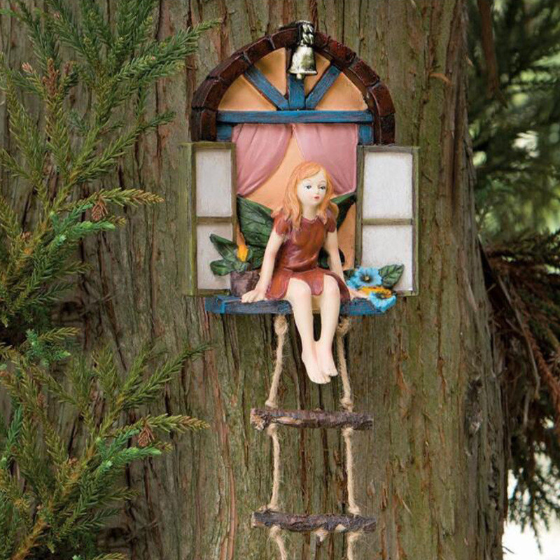 New Product Garden Cute Fairy Climbing Ladder Resin Wall Hanging ...