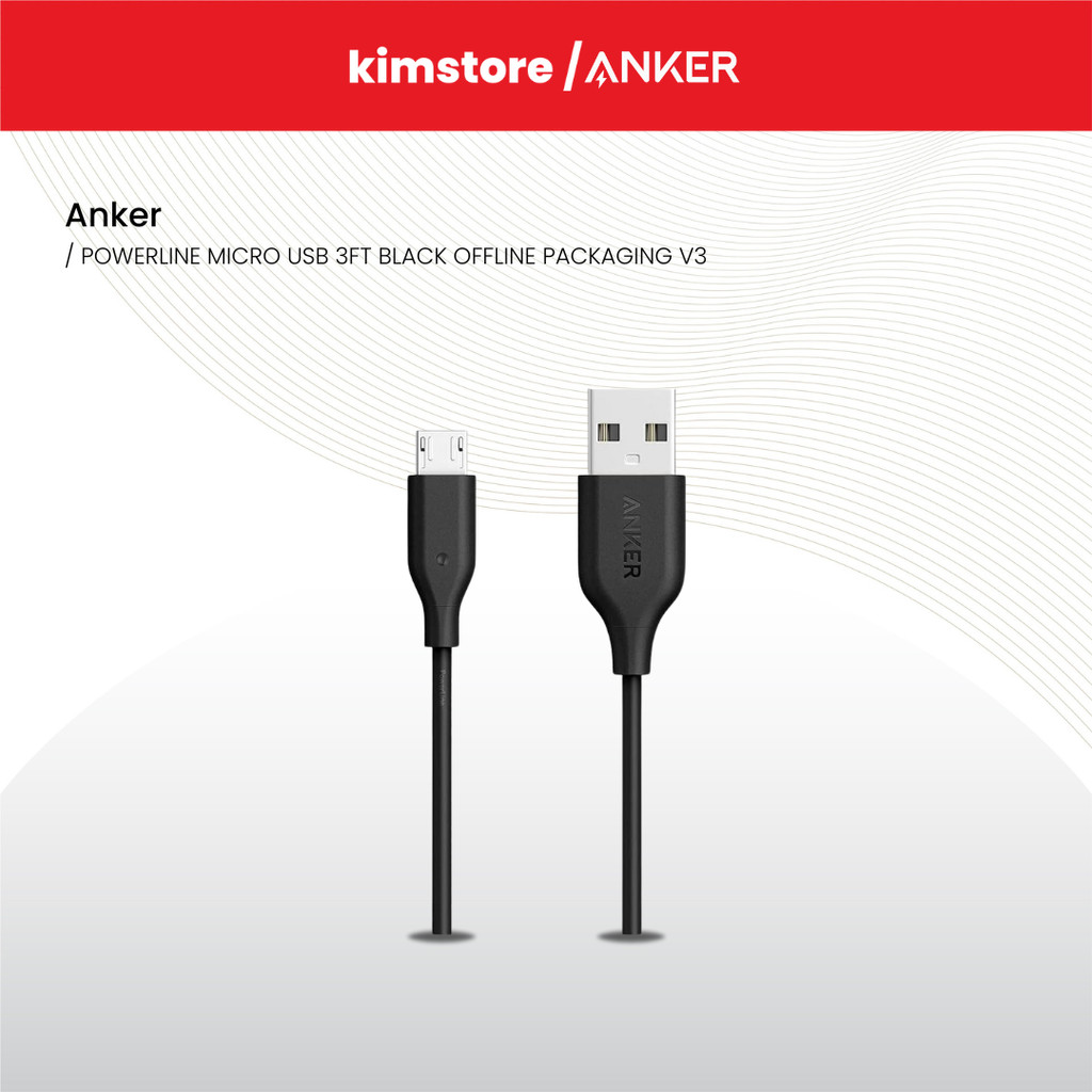 ANKER POWERLINE MICRO USB 3FT BLACK OFFLINE PACKAGING V3 | Shopee ...