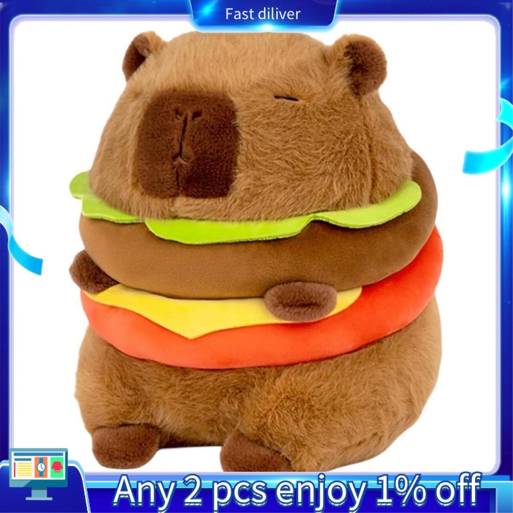 1 Piece Realistic Capybara Burger Plush, Cute Capybara Stuffed Animal ...