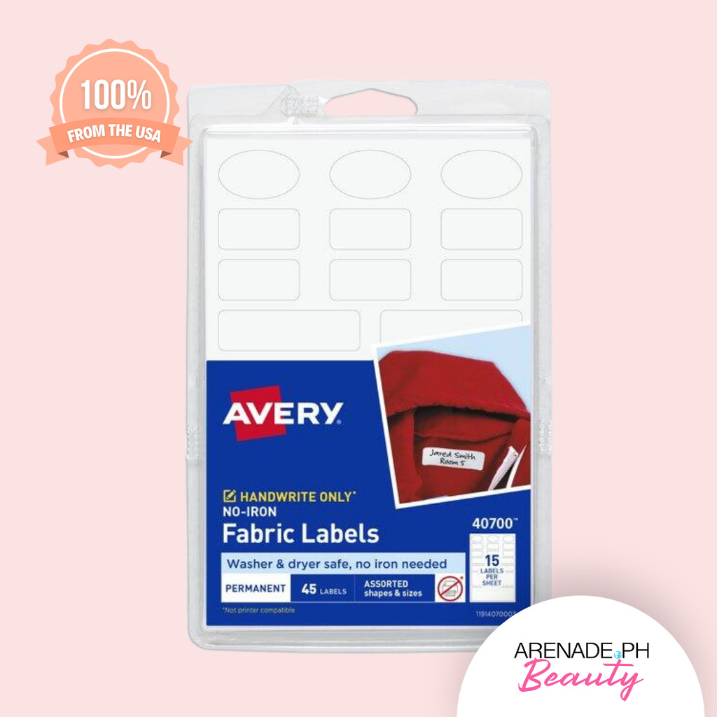 Avery No-Iron Kids Clothing Labels Washer & Dryer Safe Assorted Shapes ...