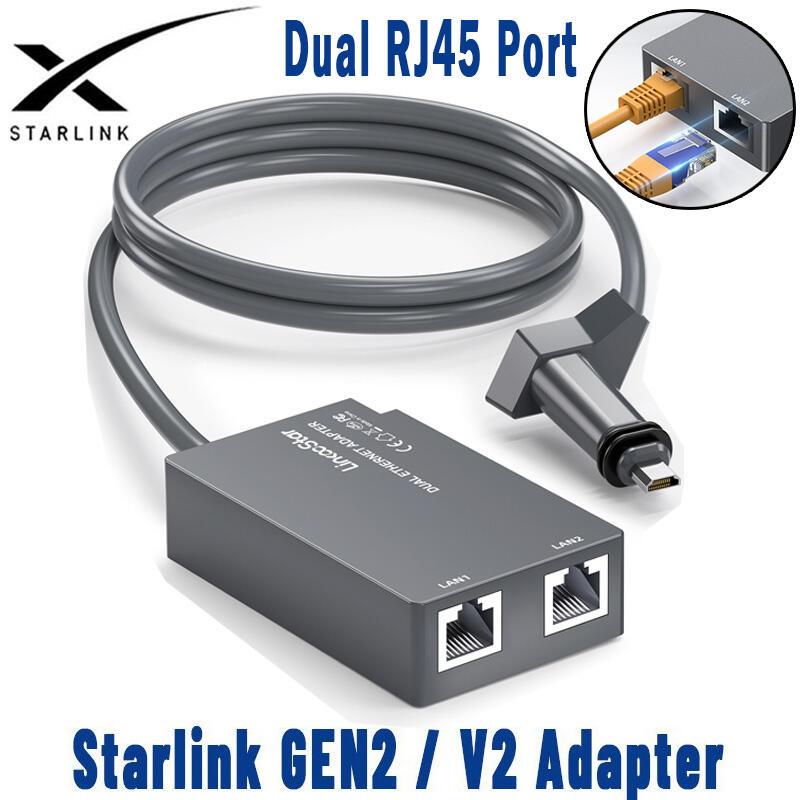 Starlink V2 Adapter Dual RJ45 Dish Port Starlink GEN2 Ethernet Adapter ...
