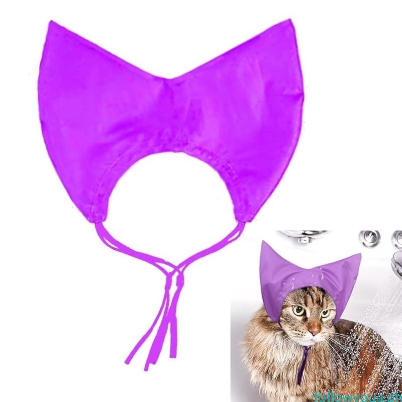 fol Water Resistant Cats Shower Caps for Ear Protections Soft Cats ...