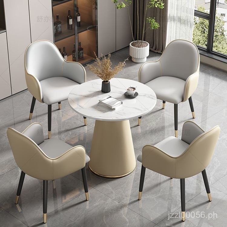 Sintered Stone Negotiation Table and Chair Set Cat Paw Leather Chair ...