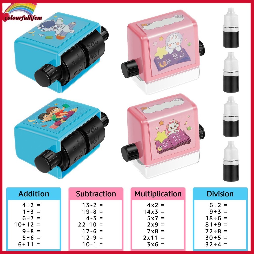 Digital Teaching Stamp with Ink Reusable Maths Roller Stamp Preschool ...
