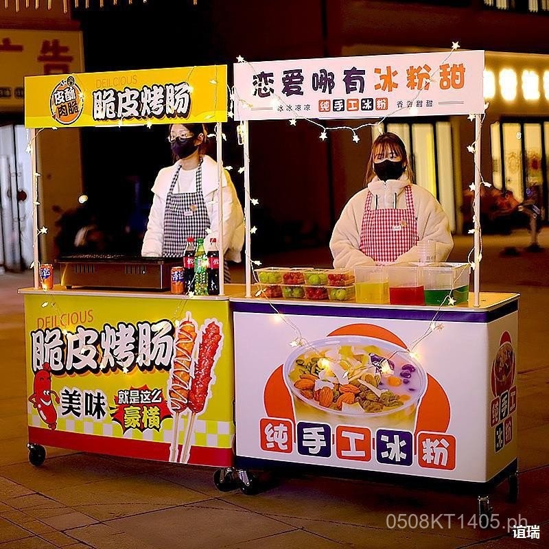 Foldable Mobile Rack Street Vendor Cart Night Market Grilled Sausage ...