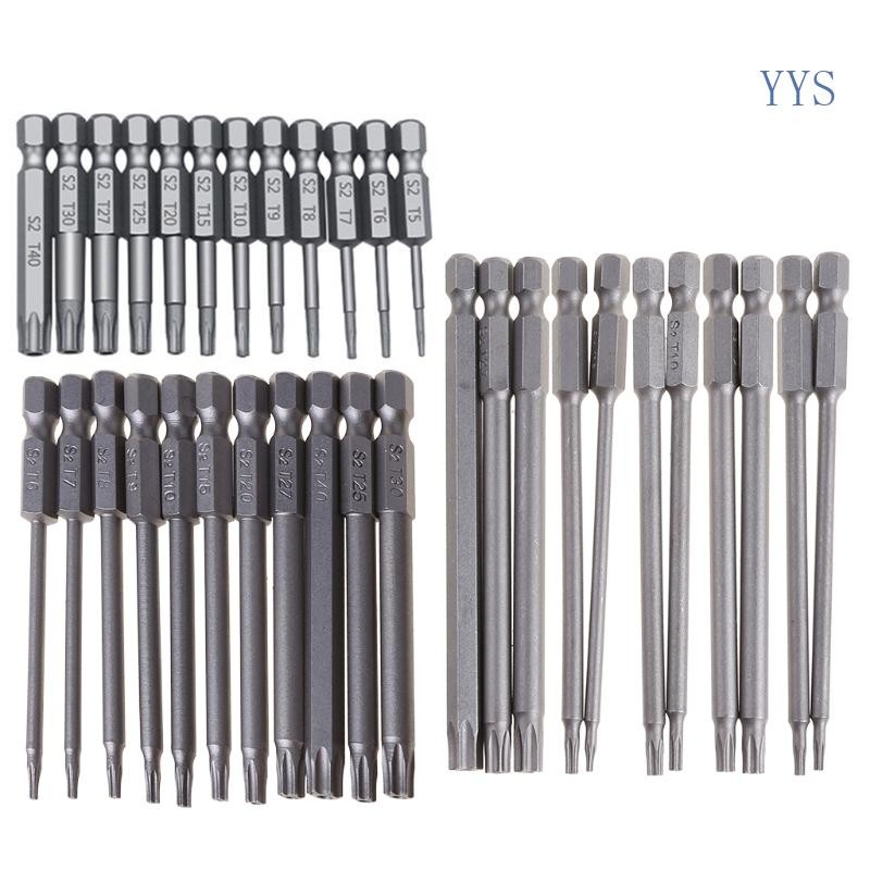 YYS 11 12pcs Tamper Proof Security Drill Bit Set Torx Screwdriver Flat ...