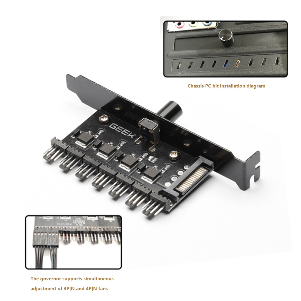 1 to 7 12V PC Case Fan HUB Splitter Computer 4 Pin 3 Pin Speed ...