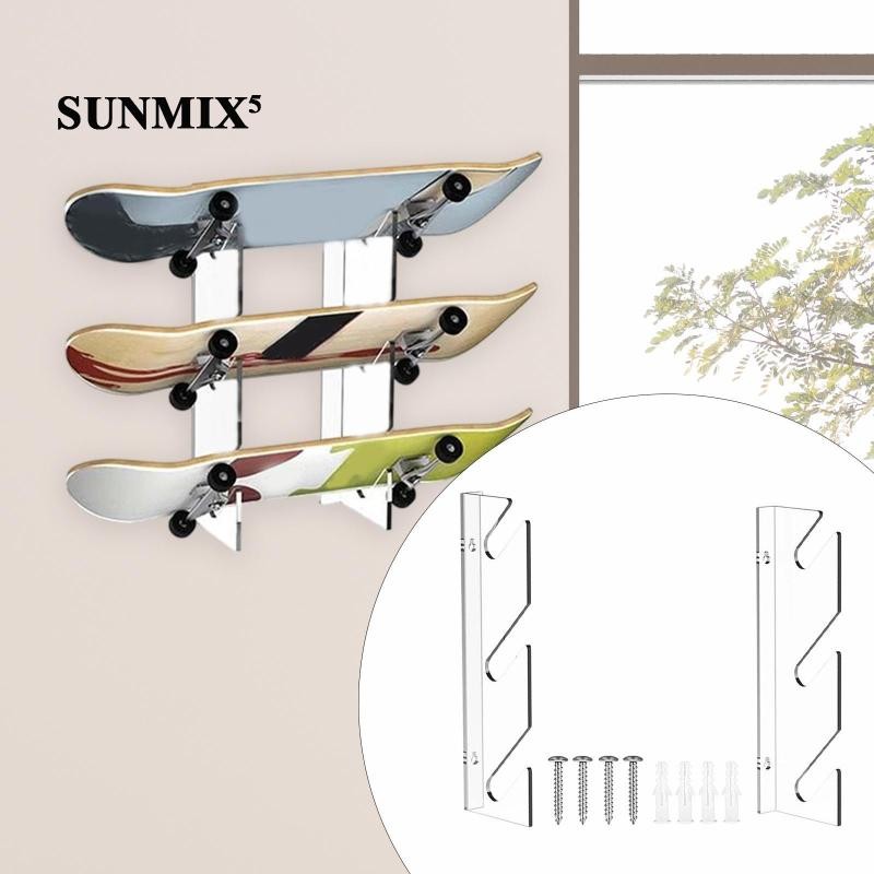 [ Acrylic Skateboard Display Rack Organizer 3 Tier Multifunctional Load ...