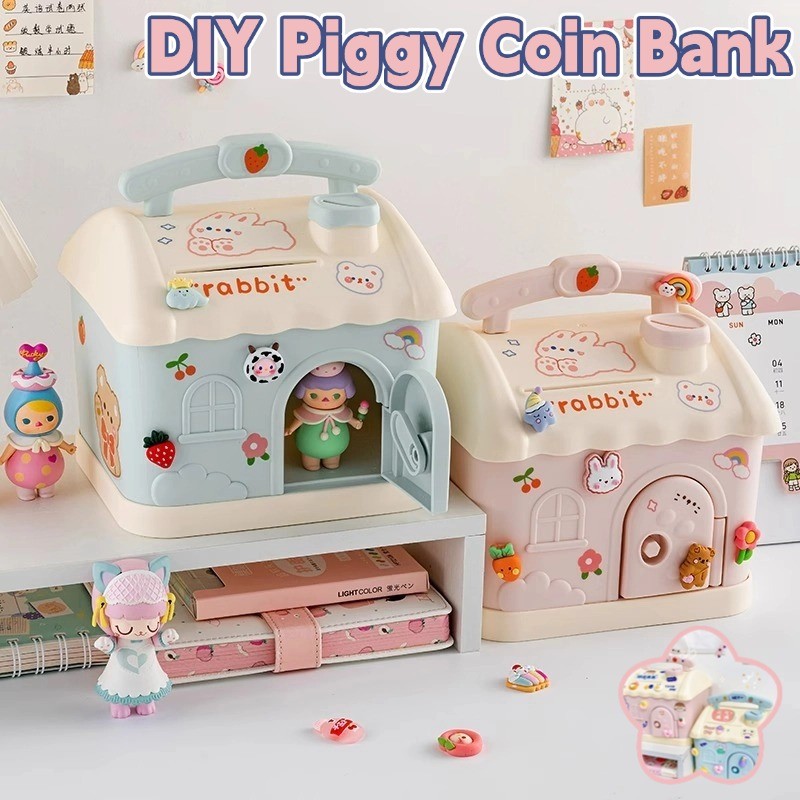 Piggy Coin Bank for Kids Cartoon Piggy Bank Toy with Lock and Key Child ...