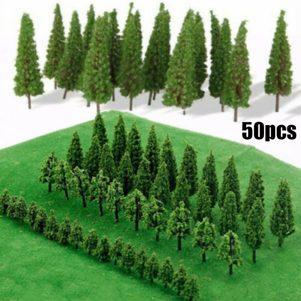 50X Miniature Trees for Model Railroad Scenery and Landscape Decoration ...