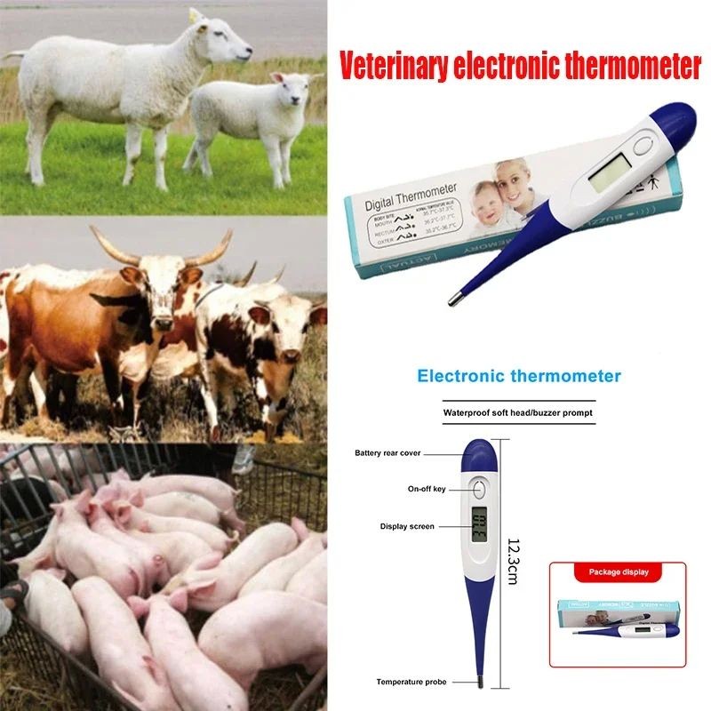 Pet Thermometer Fast Digital Veterinary Soft-tip Thermometer Breeding ...