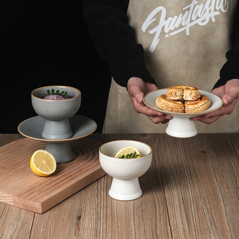 round Goblet Dessert Fruit Plate Japanese Ceramic Cake Afternoon Tea ...