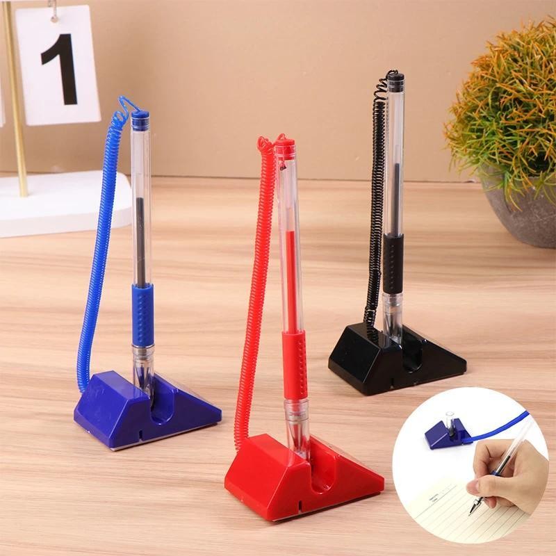 Table Top Pen Black Counter Pen with String Wire Stand Office ...