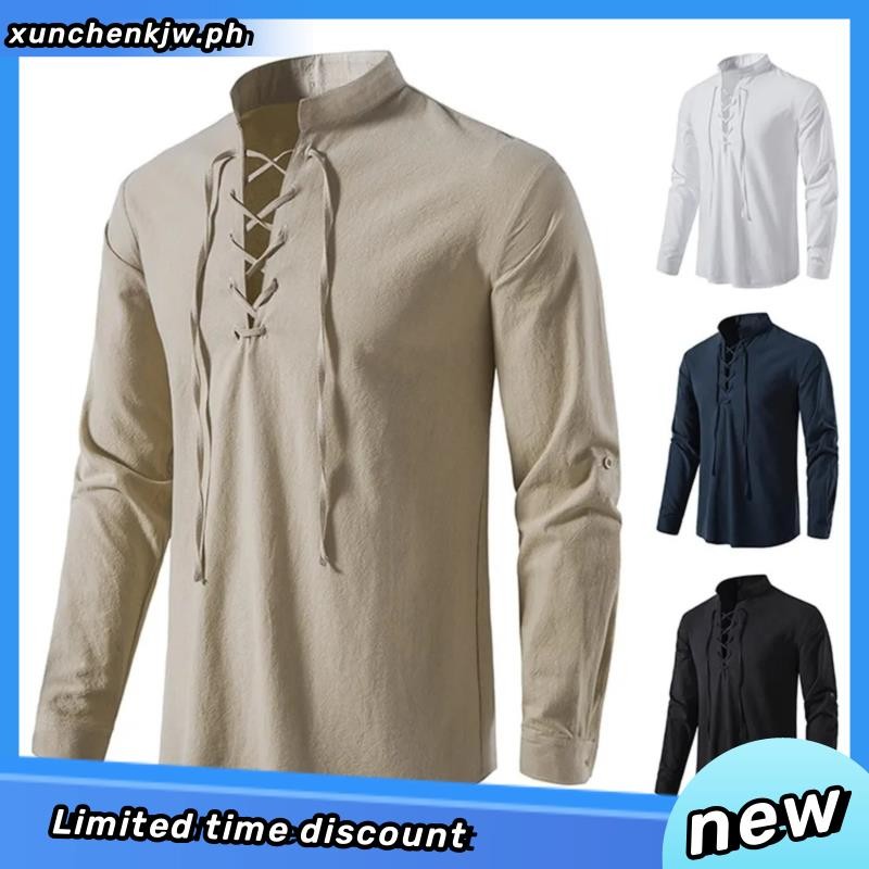 Mens Scottish Jacobite Ghillie Kilt Shirts Medieval Renaissance Pirate Costume Long Sleeve Lace ...