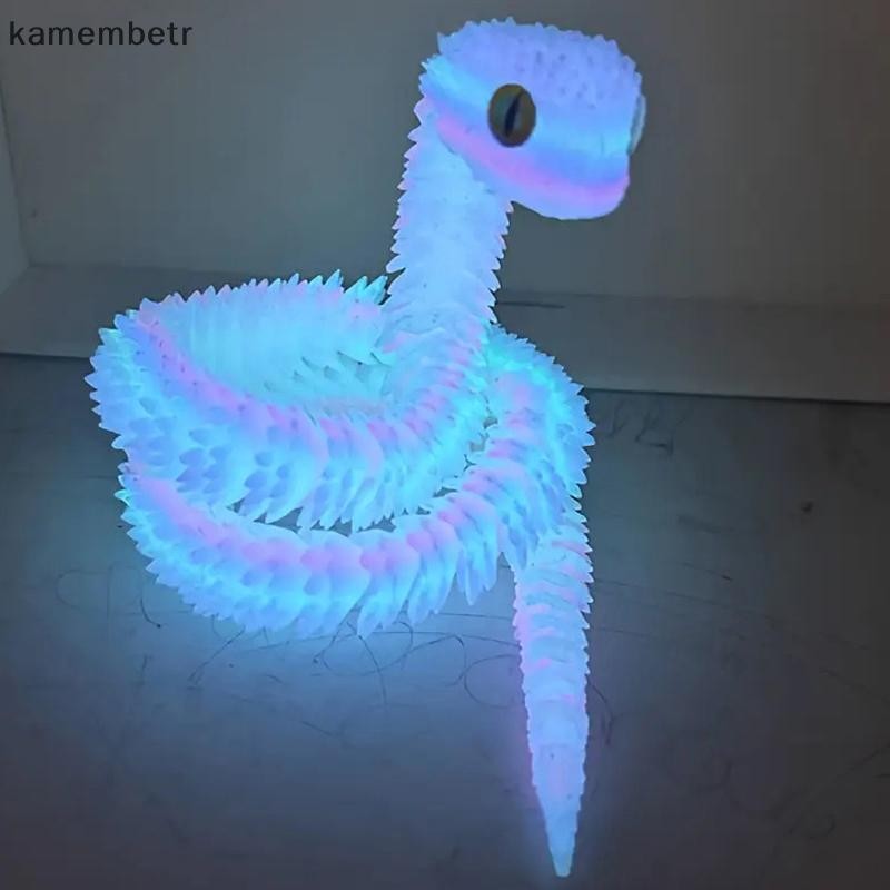ka 3D Printed Luminous Snake Figurine Movable Joints Snake Figure Articulated Animal Model Toy ...