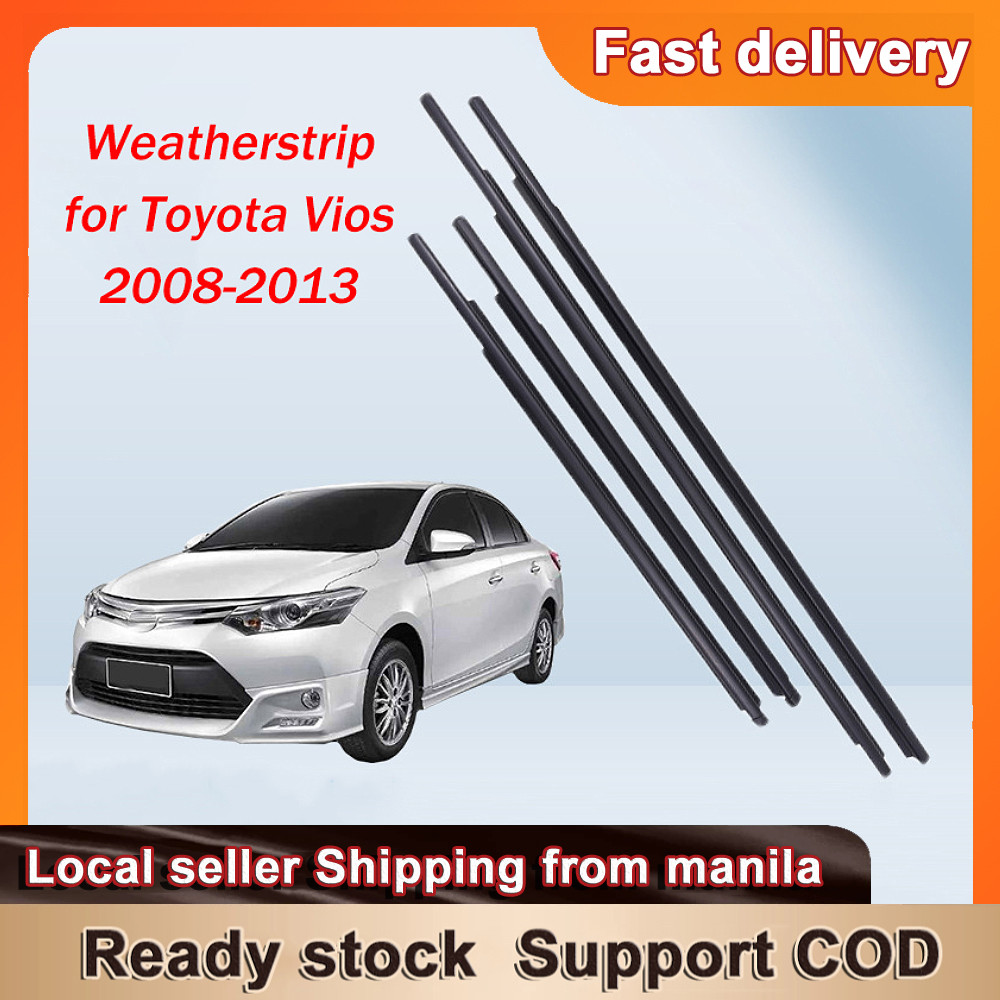 4pcs Weatherstrip TOYOTA VIOS gen 2 2008-2013 Car Outside Window Moulding Seal Belt Weather ...
