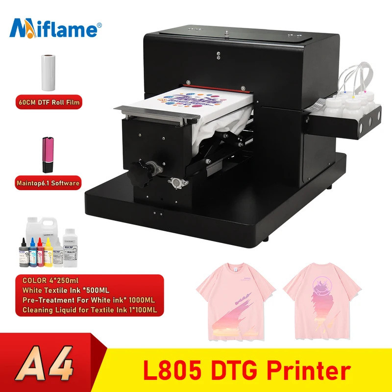 A4 DTG Printer For Epson L805 DTG Flatbed Prinyter Directly to Garment t shirt Printing Machine ...