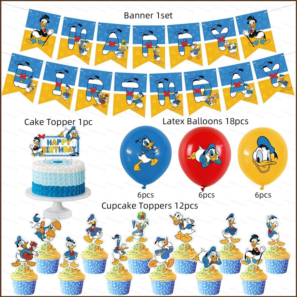 SQ2 Donald Duck theme birthday party banner balloon decoration ...