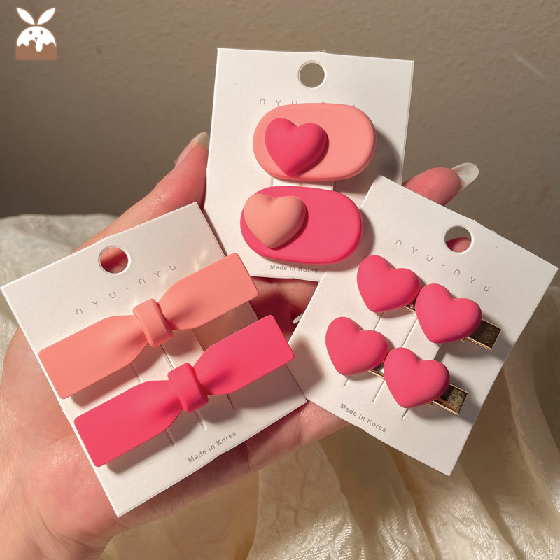 【CH】Heart Hair Clip Side Clip Girls Bow Side Duckbill Clip Headdress ...