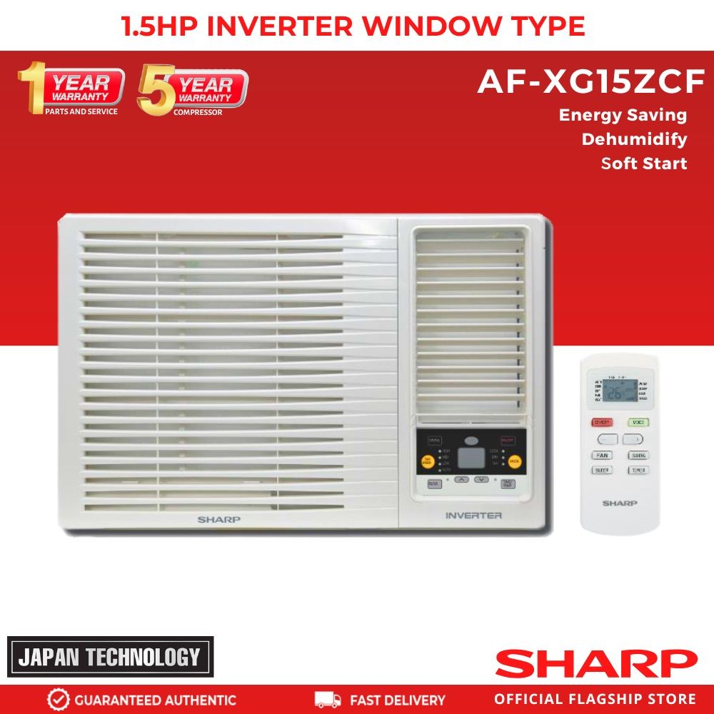 Sharp AF-XG15ZCF 1.5 Hp Inverter Window Type Air conditioner | Shopee ...