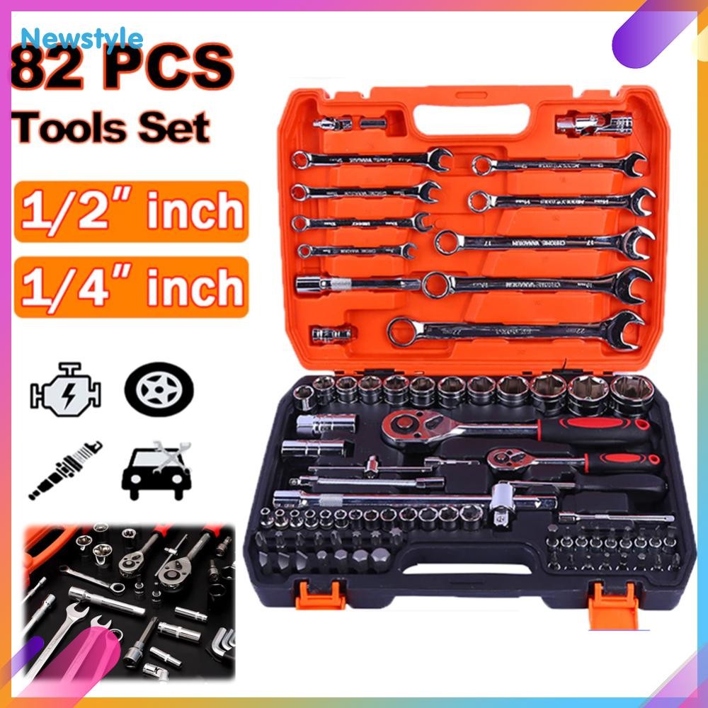 82PCS Tools Set for Motorcycle Bike Hand Tool Socket Wrench Set Heavy Duty Multifunctional ...