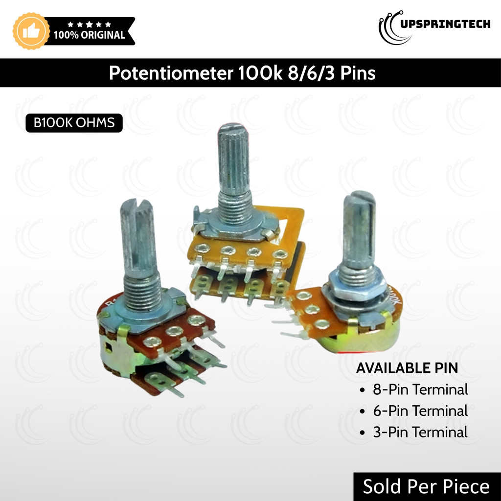 Upspringtech Universal 100K Stereo Potentiometer – 3/6/8 Pin Volume ...