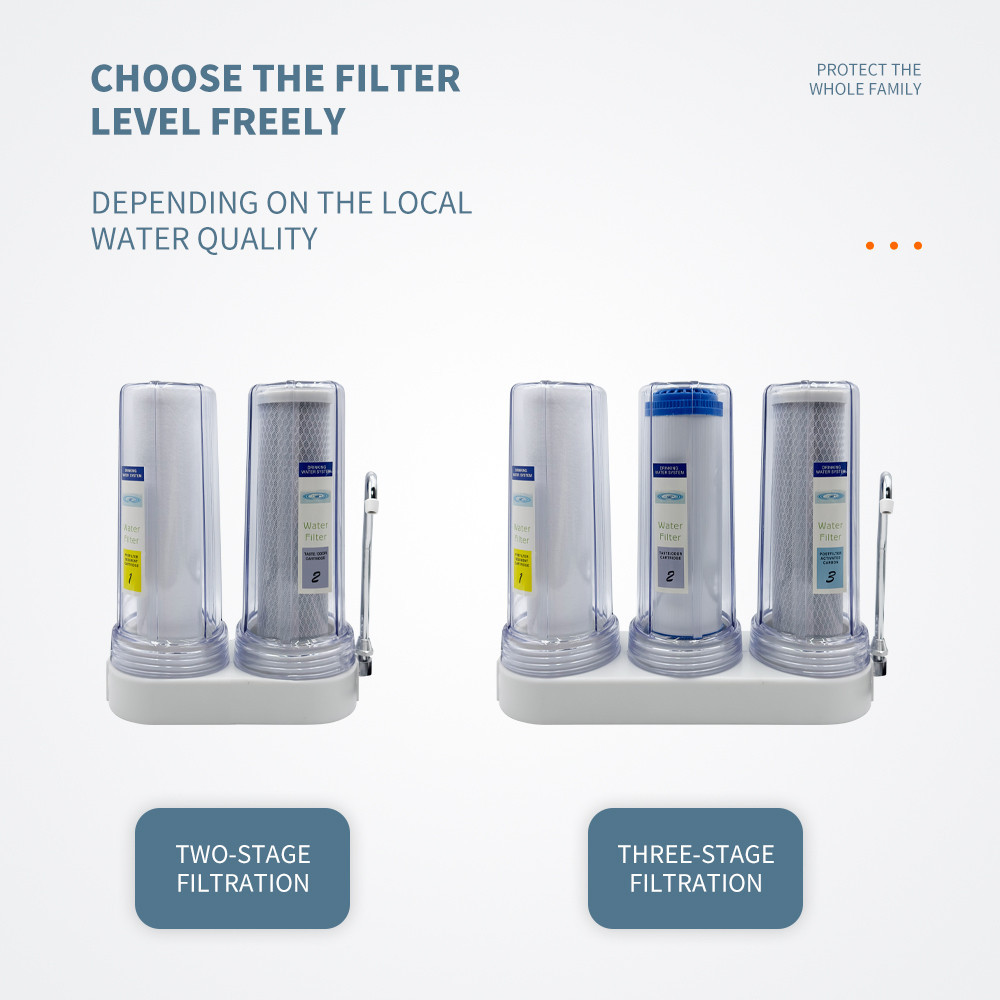 Counter Top 2 Stage Top 3 Stage Water Purifier for family water filter ...
