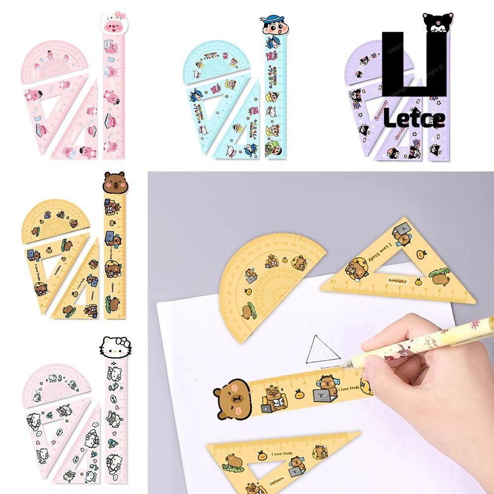 LETCE 4Pcs/Set Capybara Ruler, Cartoon Pattern Crayon Shin-chan Ruler ...