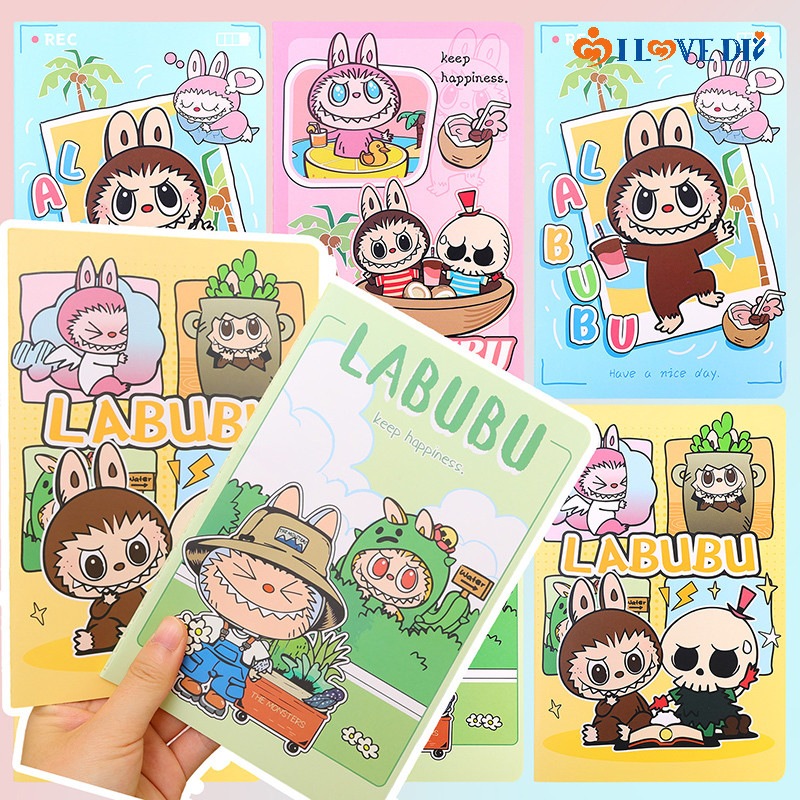 1 Pair Cute Cartoon Labubu Series A5 Memo Notebook Stationery ...
