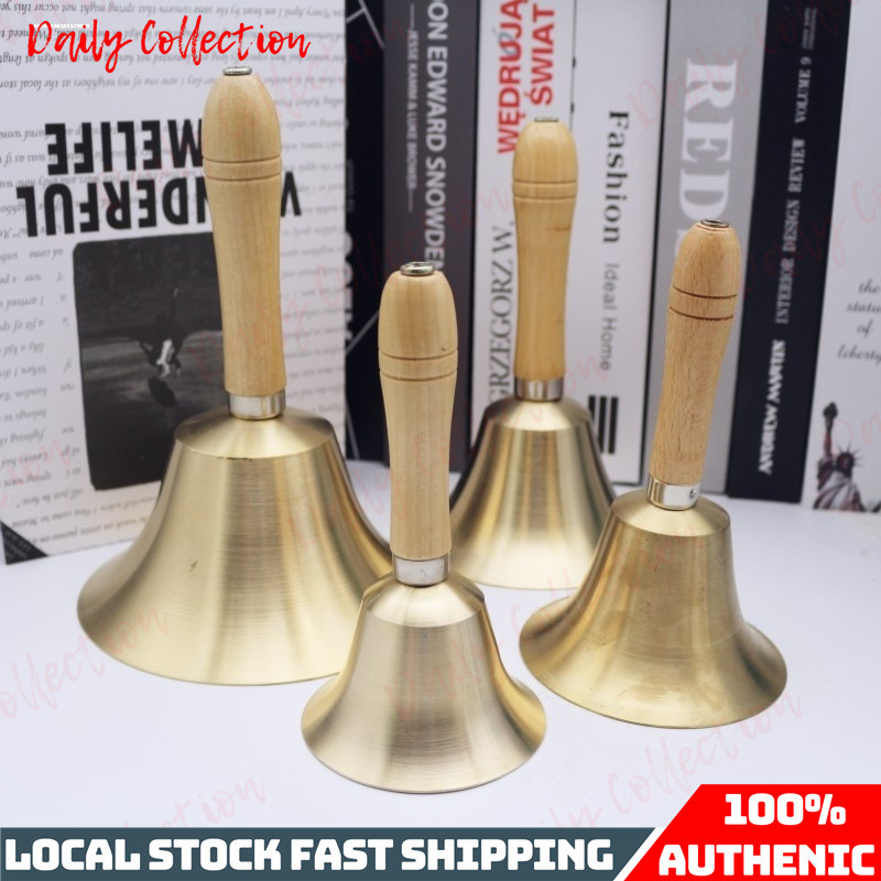Brass Hand Bell Loud Call Bell Handbell Desk Ringbell with Wooden ...
