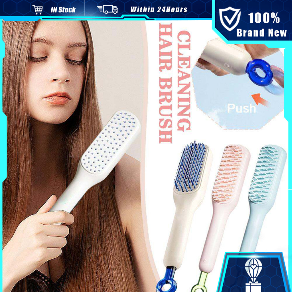 Anti-Static Hair Brush Self Cleaning Comb Massage Scalp Non-hair ...