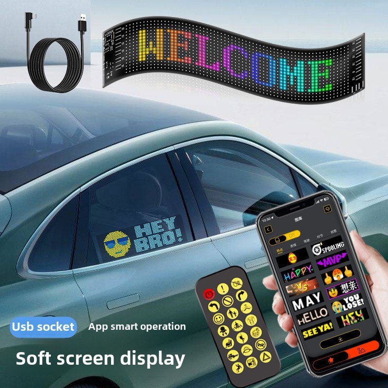 LED Car Sign, Flexible LED Matrix Panel Custom Text Pattern Graffiti ...