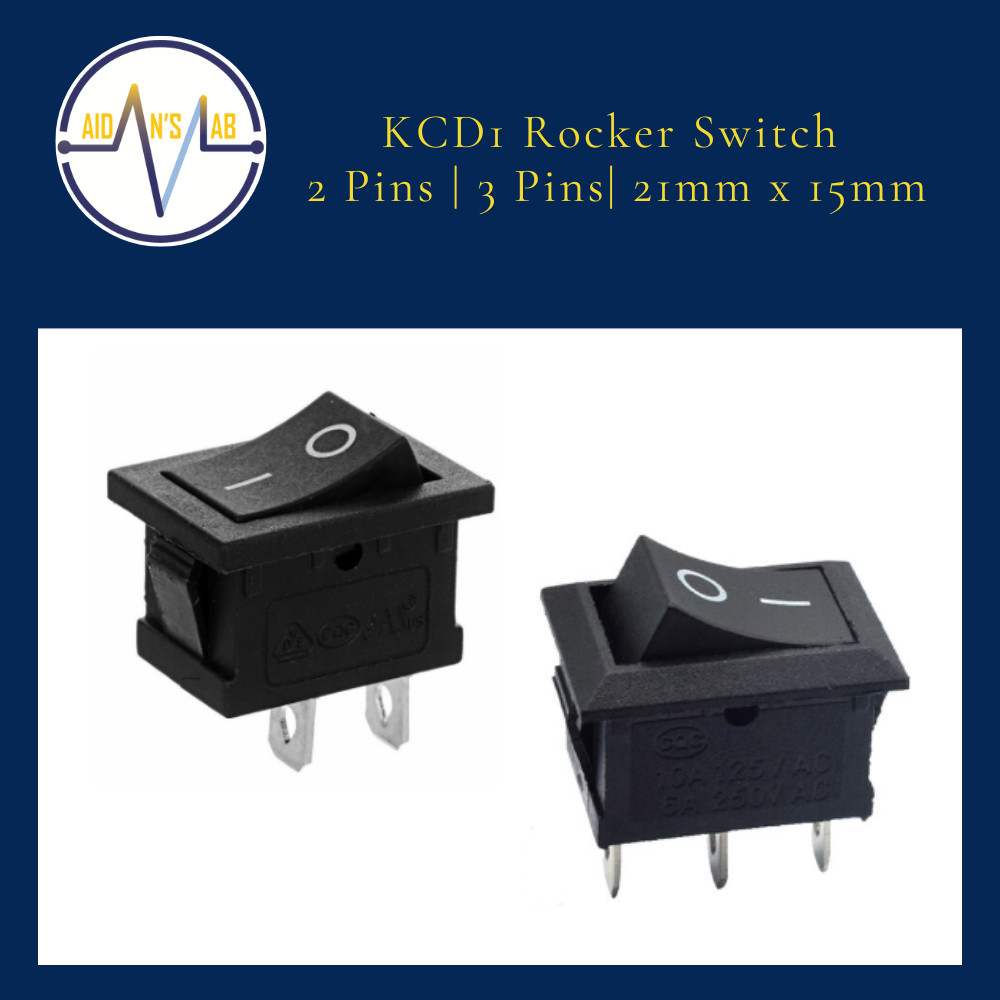 2pcs KCD1 Rocker Switch | 2 Pins | 3 Pins| 21mm x 15mm | Aidans Lab ...