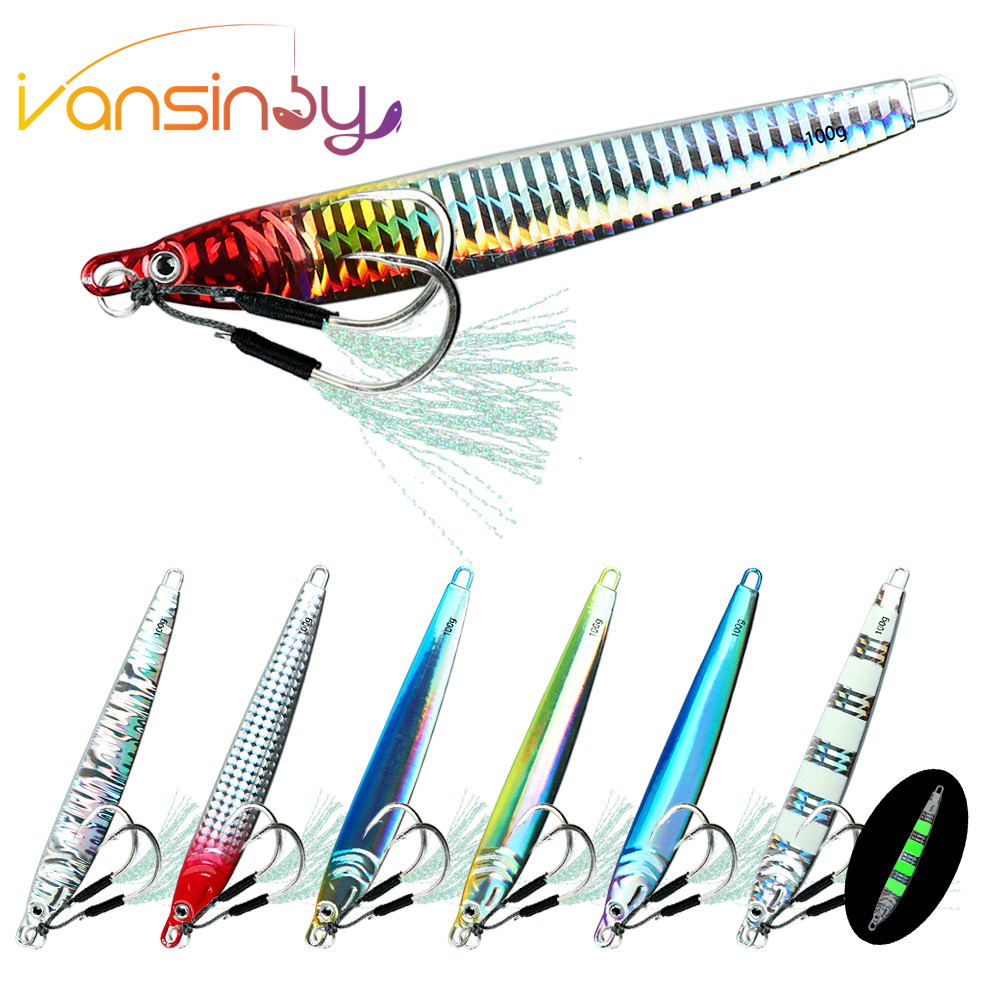 Fishing Jig Lure 40g/60g/80g/100g Deep Sea Fishing Lures Slow Jigging Artificial Lures with ...
