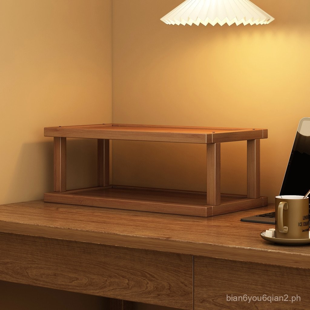 Shelf Table Layered Rack Simple Two-Layer Bookshelf Desktop Organizing ...